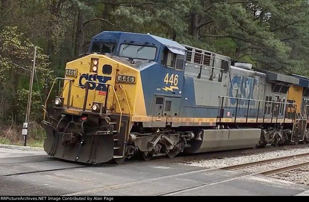 CSX 446 leads 726 across Dodson Road
